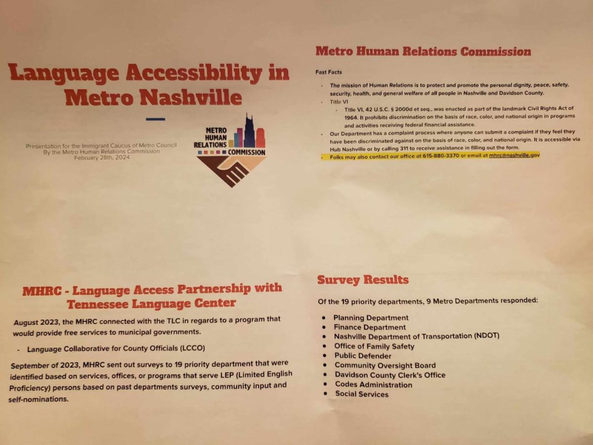 TLC Helping Metro Nashville with Language Access Plans • Tennessee ...